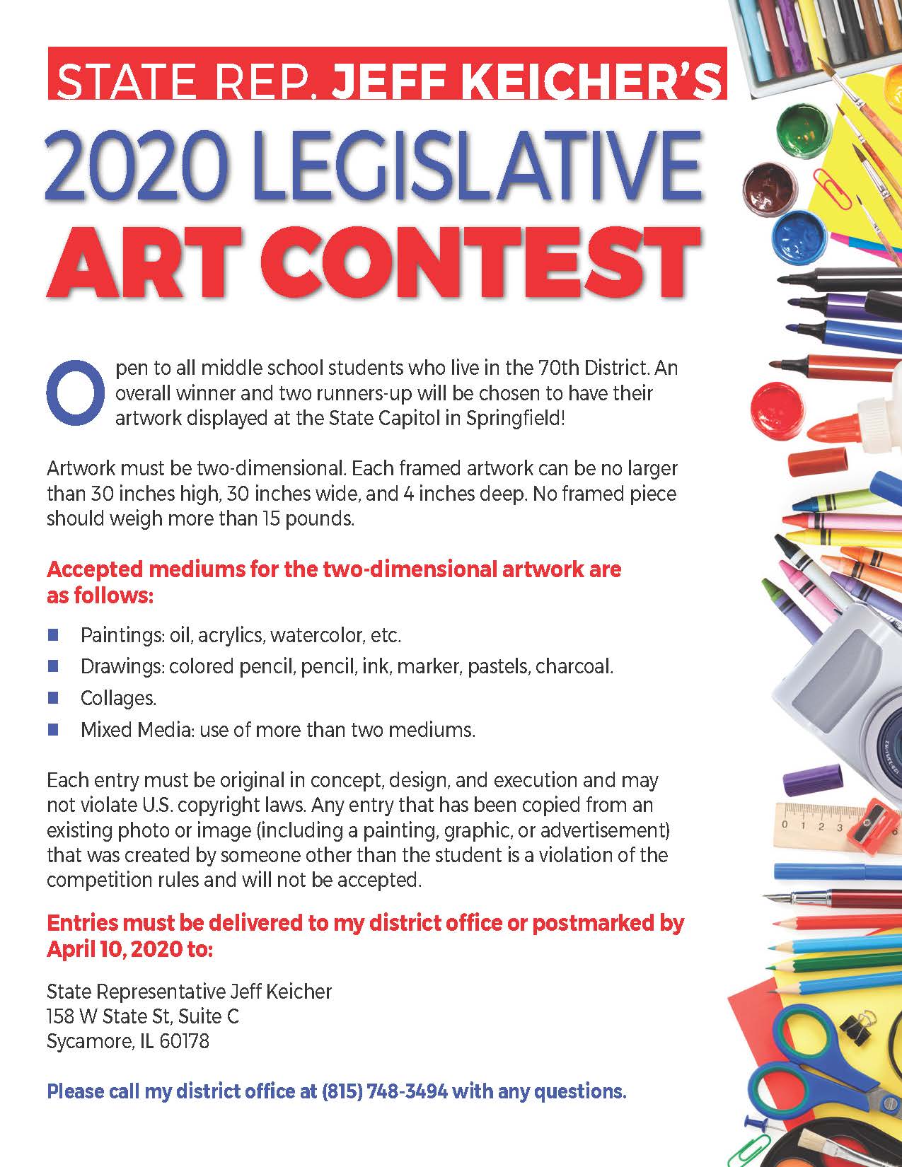 Middle School Art Contest Open to 70th District Students - Jeff Keicher
